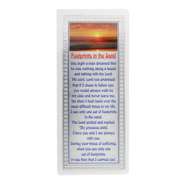 Footprints in the Sand Silver edges Prayer card – mantra4u